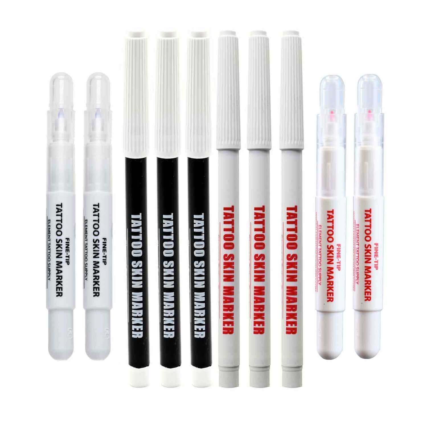 Tattoo Skin Markers, Mixed Fine and Bold Tip, Red and Purple