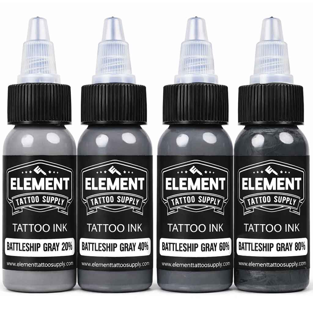 Battleship Gray Tattoo Ink Set - 4 Shades by Element – Element Tattoo ...